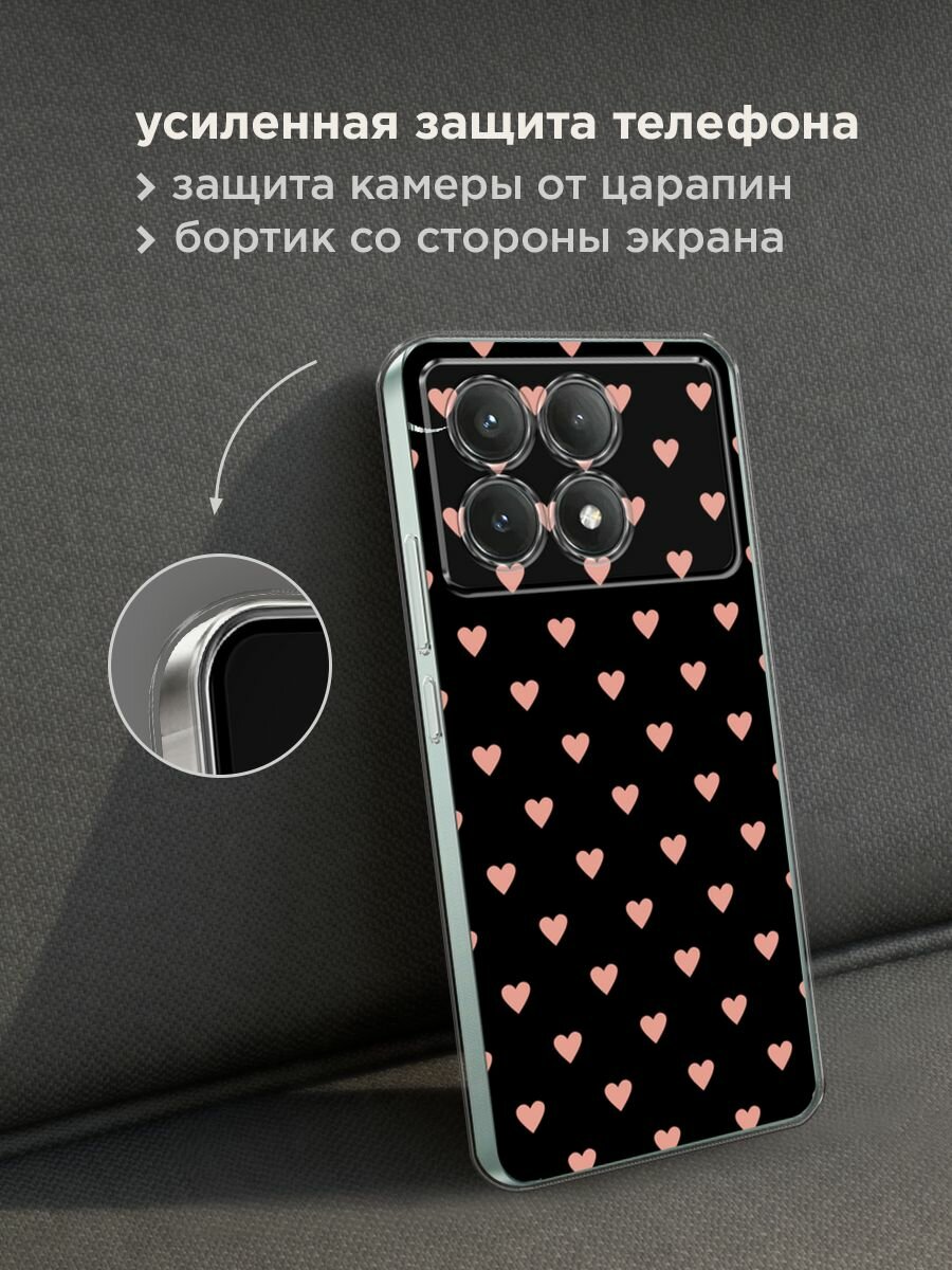 Чехол на Xiaomi Poco X6 PRO 5G / Поко X6 Про 5G с принтом "Розовые сердечки" — фото 1