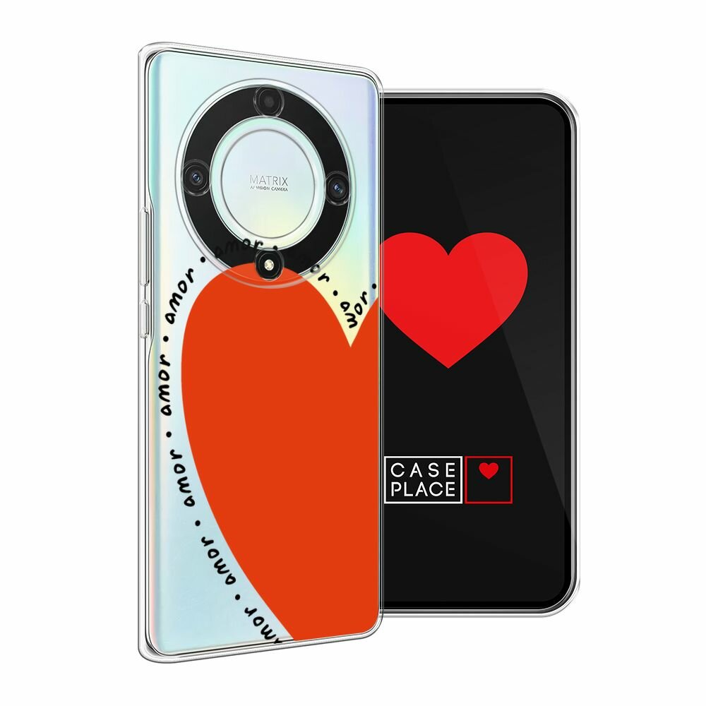 Чехол на Honor X9A / Хонор X9A с принтом "amor heart 2 - 14 февраля", прозрачный — фото 1