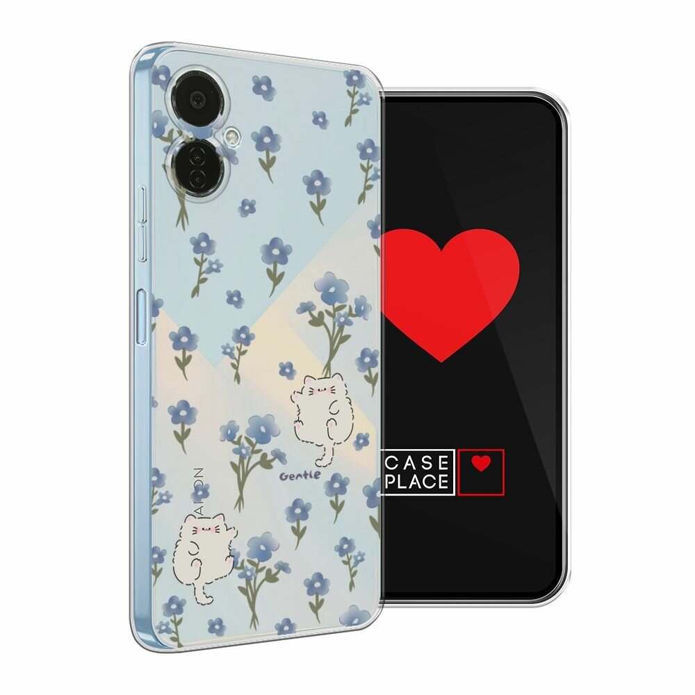 Чехол на Tecno Camon 19 Neo / Техно Камон 19 Нео с принтом "Gentle cats", прозрачный — фото 1