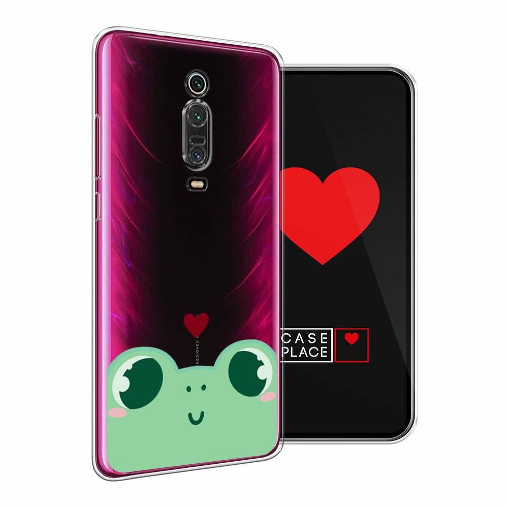 Чехол на Xiaomi Redmi K20/K20 Pro/Mi 9T/9T Pro / Сяоми Редми К20 с принтом "Влюблённая лягушка - 14 февраля", прозрачный — фото 1