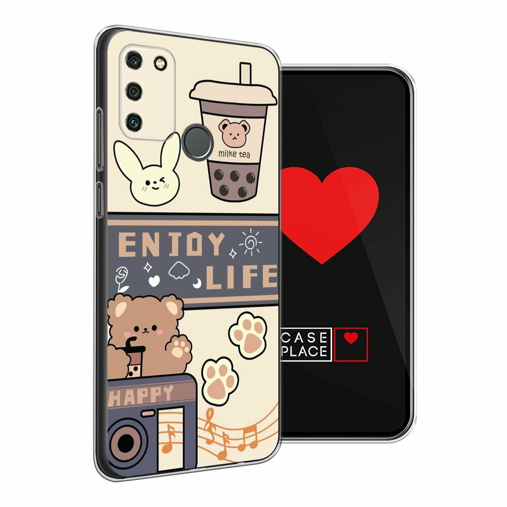 Силиконовый чехол на Honor 9A / Хонор 9А с принтом "Enjoy life 1" — фото 1