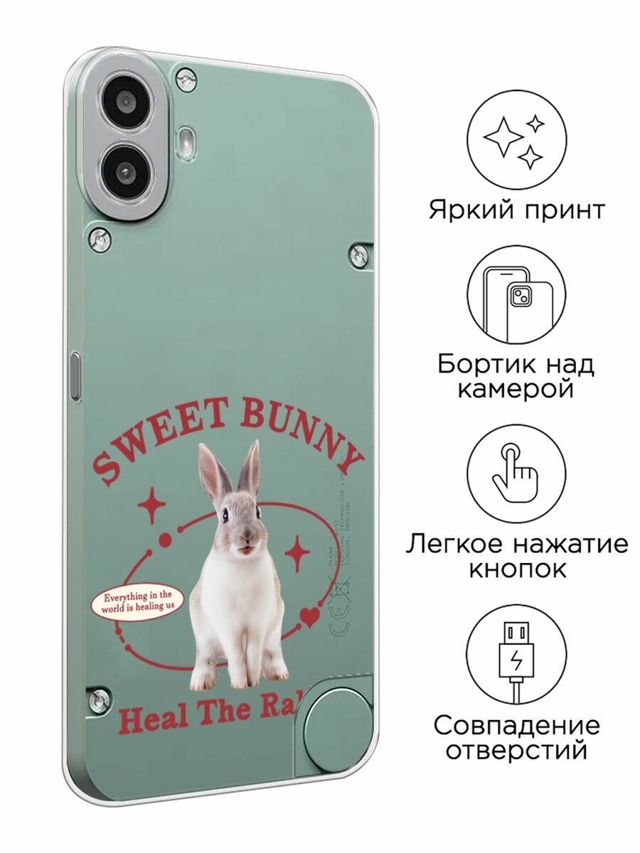 Чехол на CMF Phone 1 / CMF Фон 1 с принтом "Heal the rabbit", прозрачный — фото 1