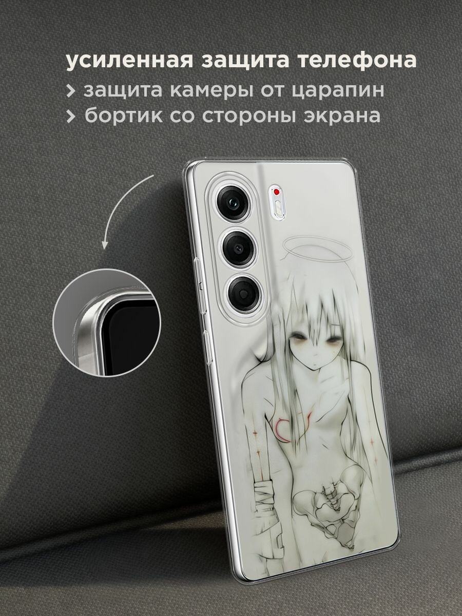 Чехол на Tecno Camon 40 Pro 5G / Текно Камон 40 Про 5G с принтом "Аниме рисунок чёрно-белый" — фото 1
