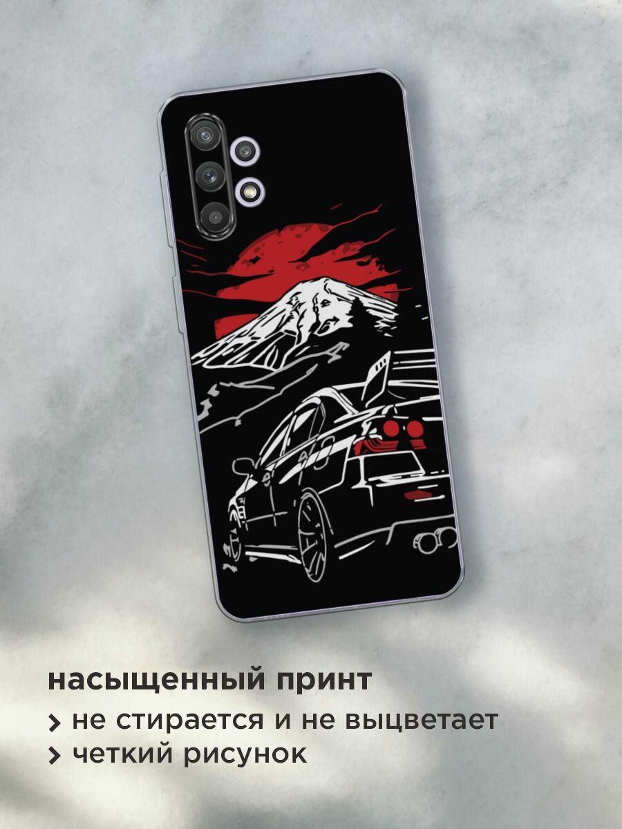 Чехол на Samsung Galaxy A32 / Самсунг Галакси А32 с принтом "Машина в горах JDM" — фото 1