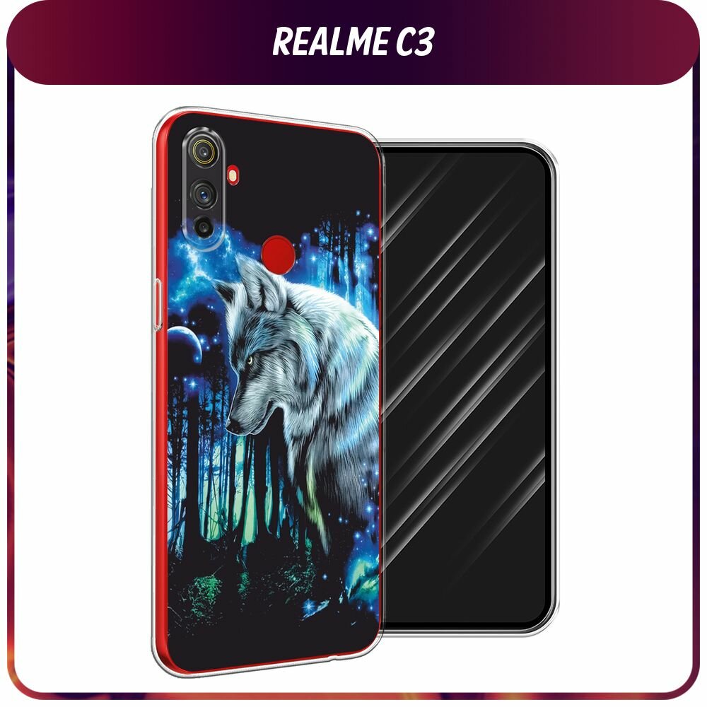 Силиконовый чехол на Realme C3 / Реалми C3 с принтом "Сказочный волк"