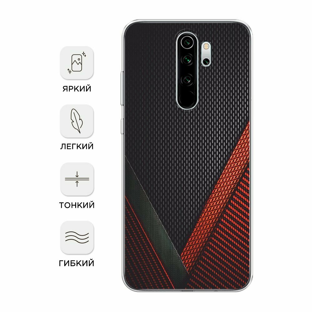 Чехол на Xiaomi Redmi Note 8 Pro / Сяоми Редми Нот 8 Про с принтом "Красный карбон" — фото 1