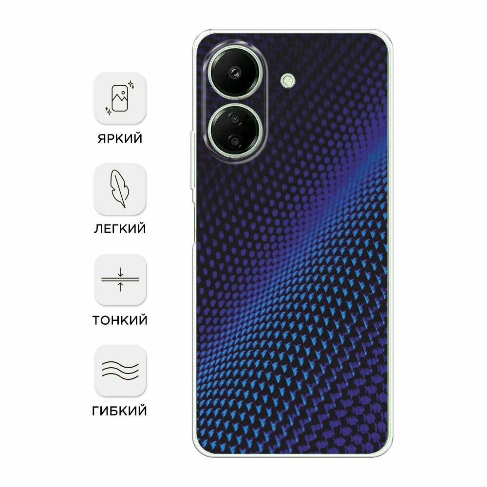 Чехол на Xiaomi Redmi 13C/Poco C65 / Сяоми Редми 13C/Поко С65 с принтом "Синий карбон" — фото 1