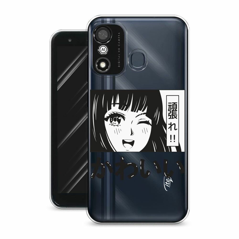 Чехол на Itel A27 / Ител А27 с принтом "Cute anime girl", прозрачный — фото 1