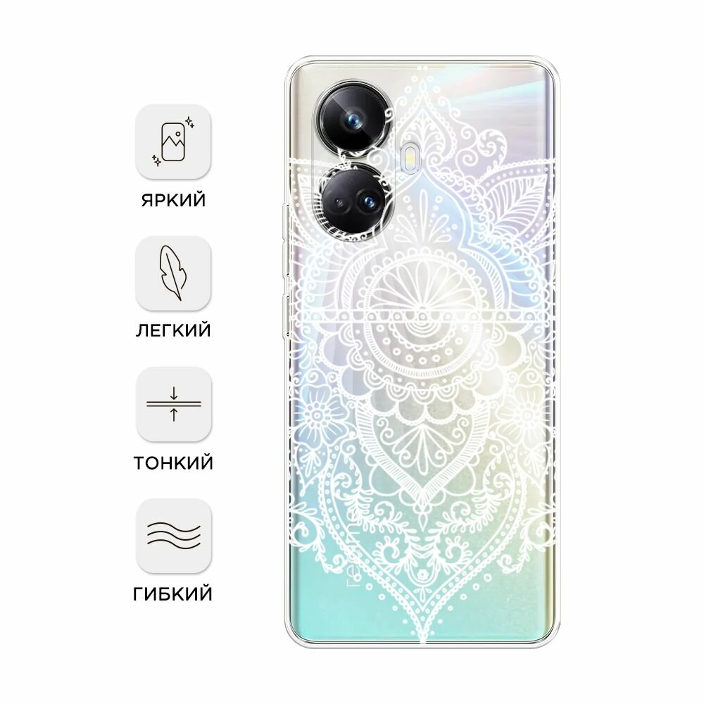 Чехол на Realme 10 Pro+ / Реалми 10 Про+ с принтом "Солнечный узор", прозрачный — фото 1