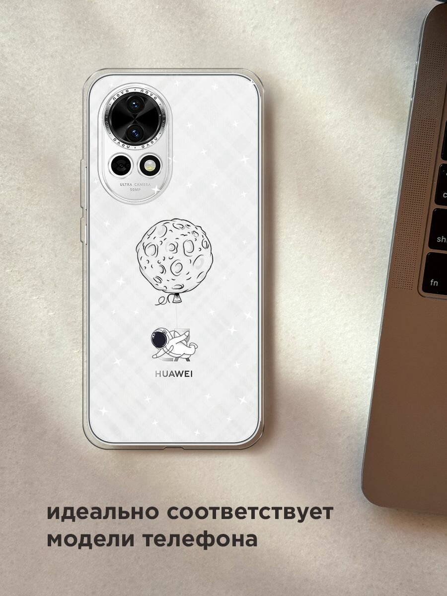 Чехол на Huawei Nova 12/Nova13 / Хуавей Нова 12/Нова 13 с принтом "Лунный полет", прозрачный — фото 1