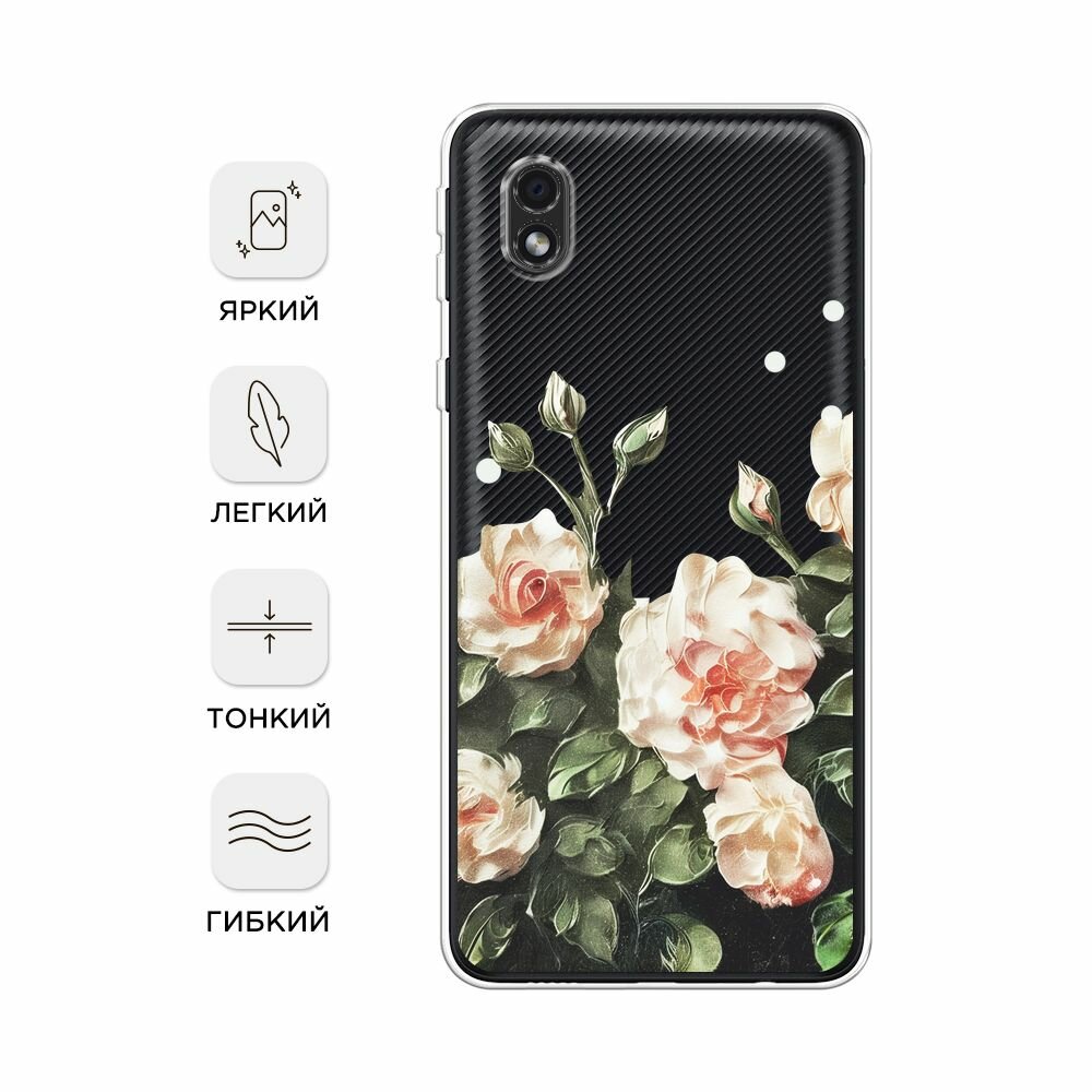 Чехол на Samsung Galaxy A01 Core / Самсунг Галакси А01 Core с принтом "Цветочная картина 2", прозрачный — фото 1