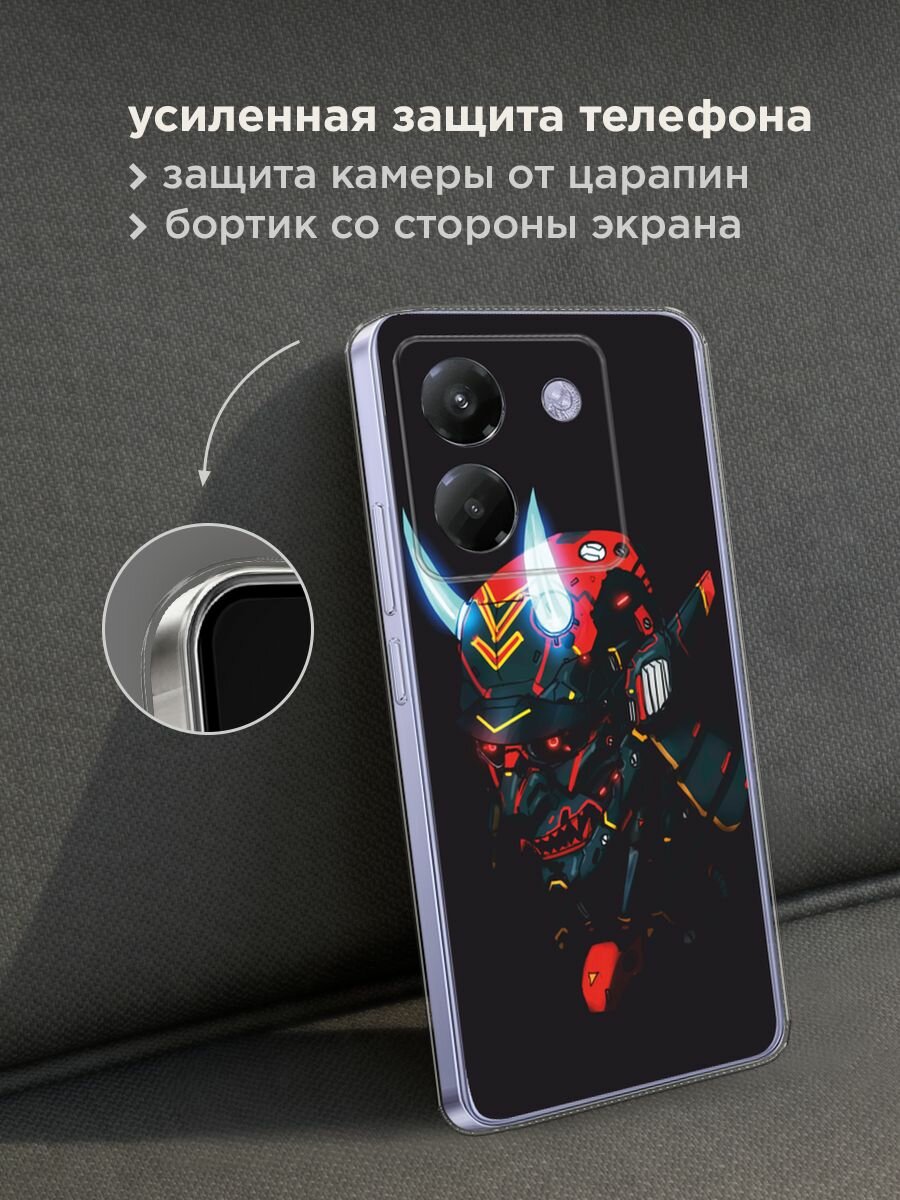 Чехол на Poco M7 Pro / Поко М7 Про с принтом "Неоновый самурай" — фото 1