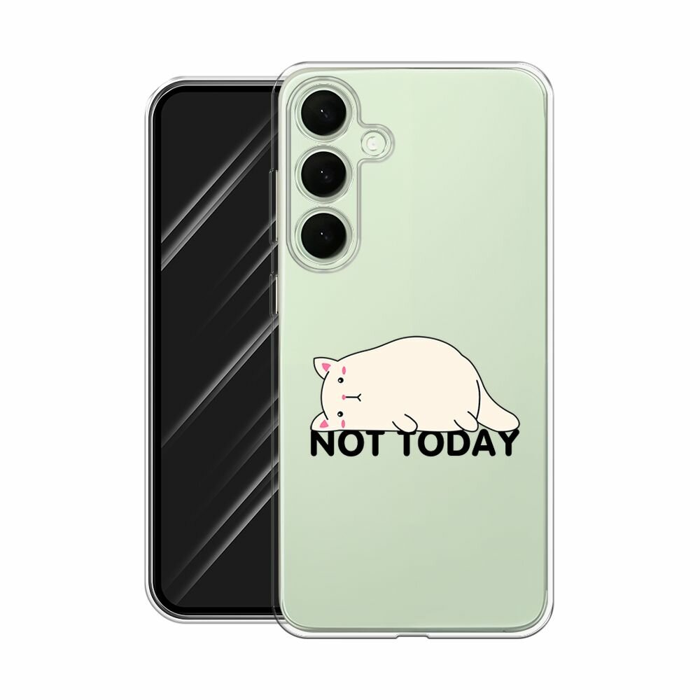 Чехол на Samsung Galaxy S25 Plus / Самсунг S25 Плюс с принтом "Cat not today", прозрачный — фото 1