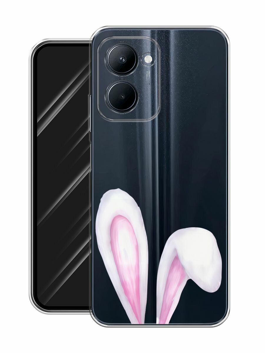 Чехол на Realme C33 / Реалми С33 с принтом "Кроличьи уши 2", прозрачный — фото 1