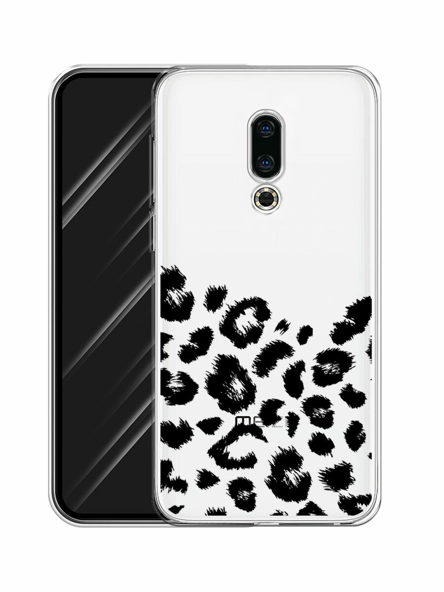 Чехол на Meizu 16th / Мейзу 16th с принтом "Окрас леопарда фон черный", прозрачный — фото 1