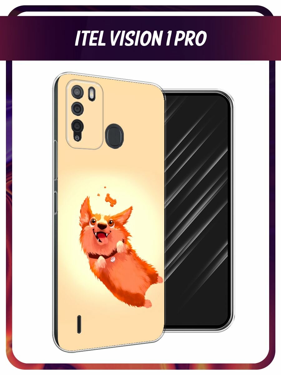 Чехол на Itel Vision 1 Pro / Ител Визион 1 Про с принтом Корги печенька