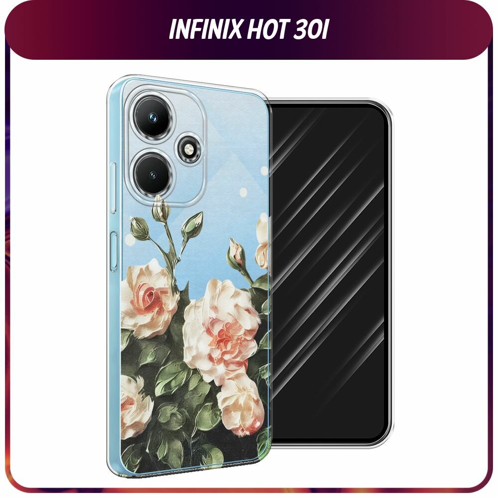 Чехол на Infinix Hot 30i / Инфиникс Хот 30i с принтом "Цветочная картина 2", прозрачный