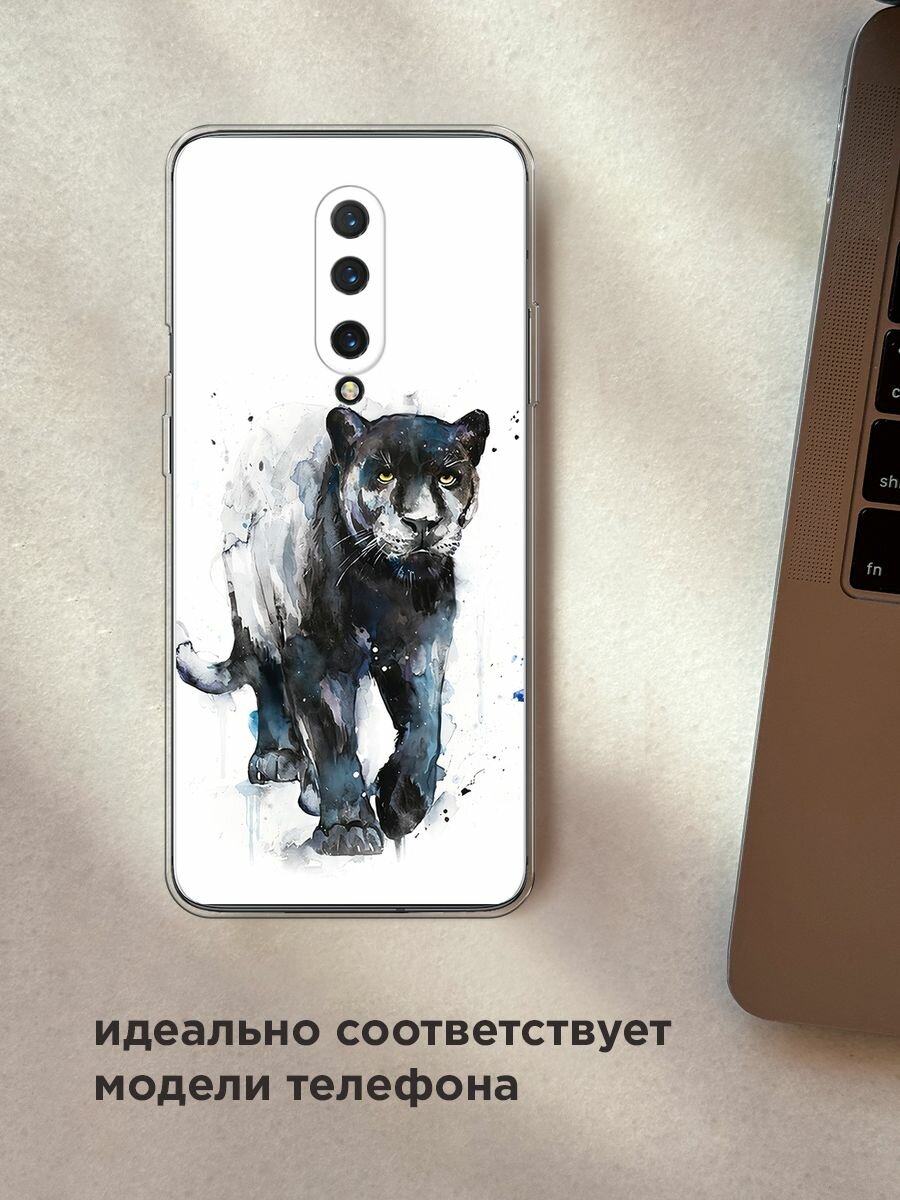 Силиконовый чехол на OnePlus 8 / ВанПлас 8 с принтом "Пантера арт 3" — фото 1
