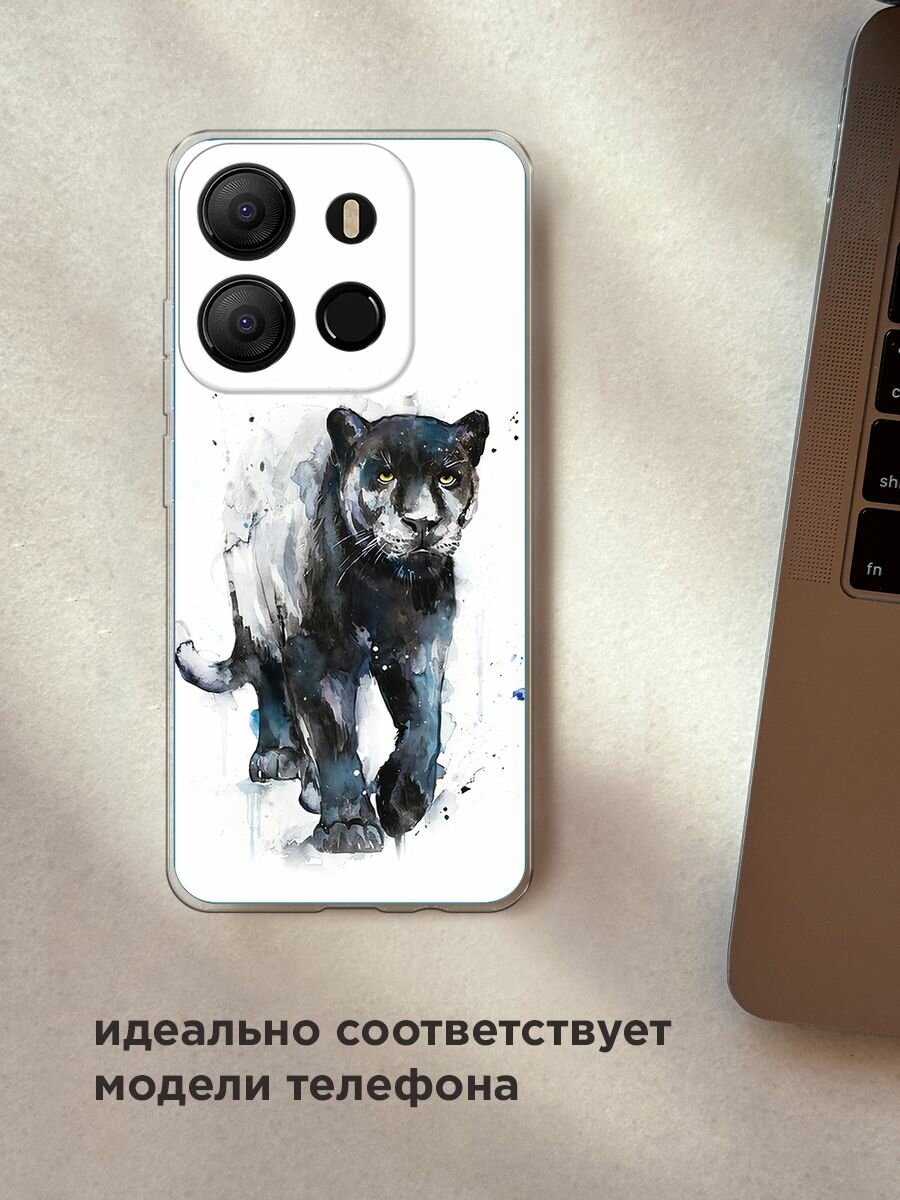 Чехол на Tecno Pop 7 / Текно Поп 7 с принтом "Пантера арт 3" — фото 1