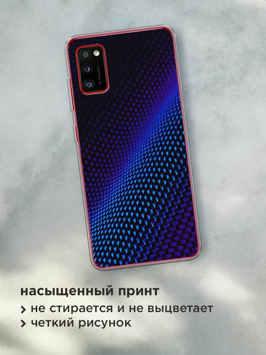 Чехол на Samsung Galaxy A41 / Самсунг Галакси А41 с принтом "Синий карбон" — фото 1