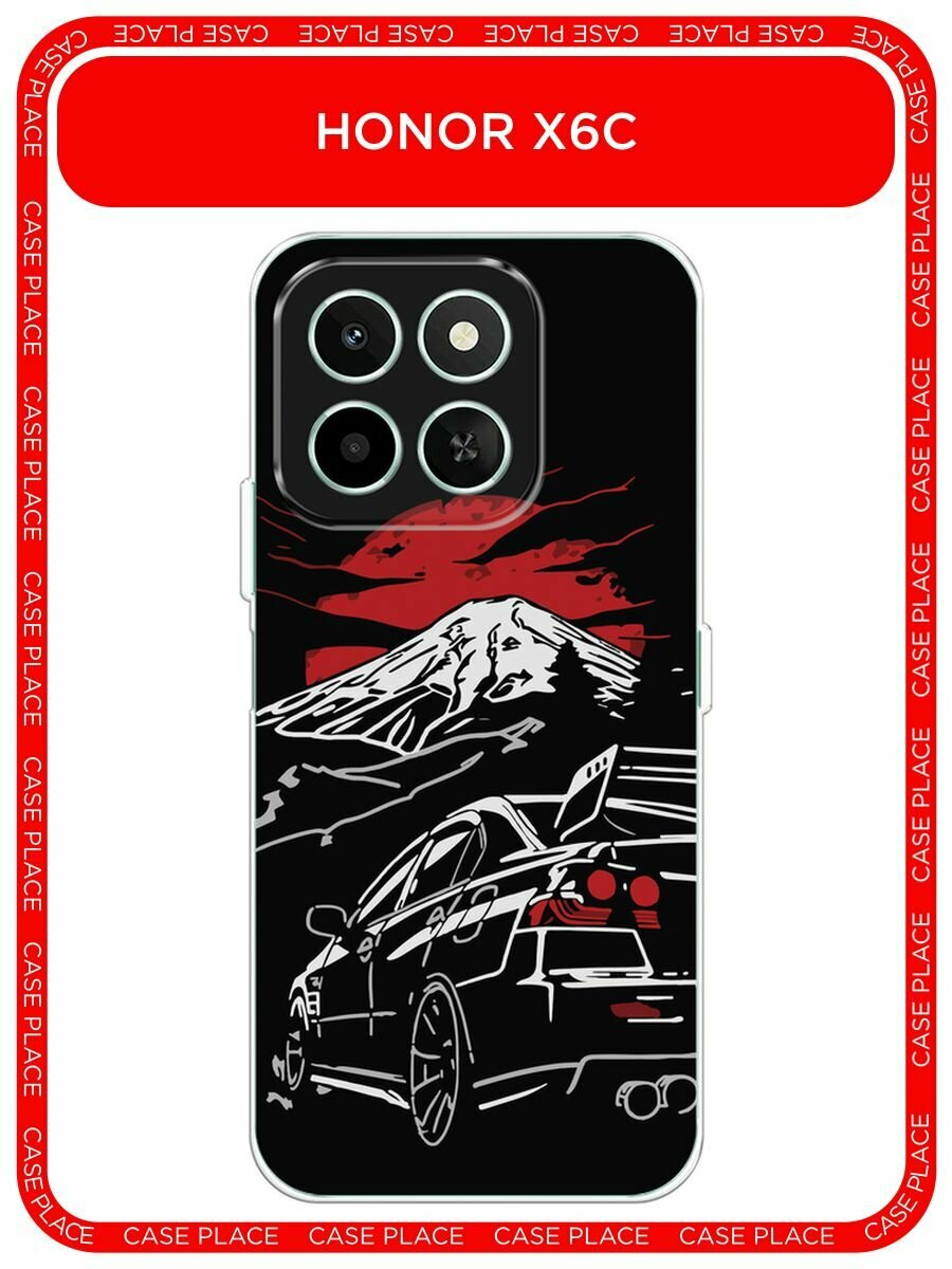 Чехол на Honor X6c / Хонор X6c с принтом "Машина в горах JDM"