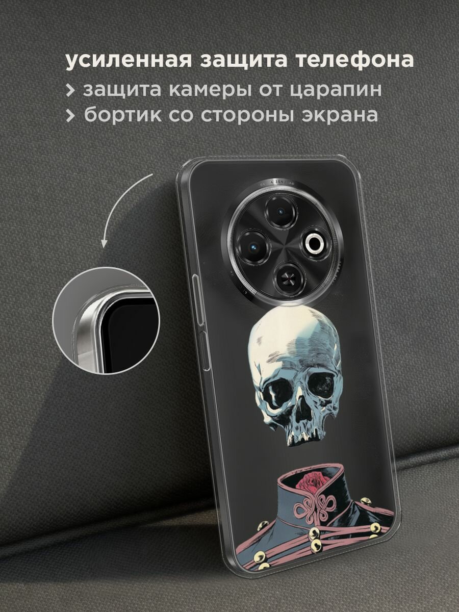 Чехол на Tecno Spark 30C / Текно Спарк 30C с принтом "Гусар", прозрачный — фото 1