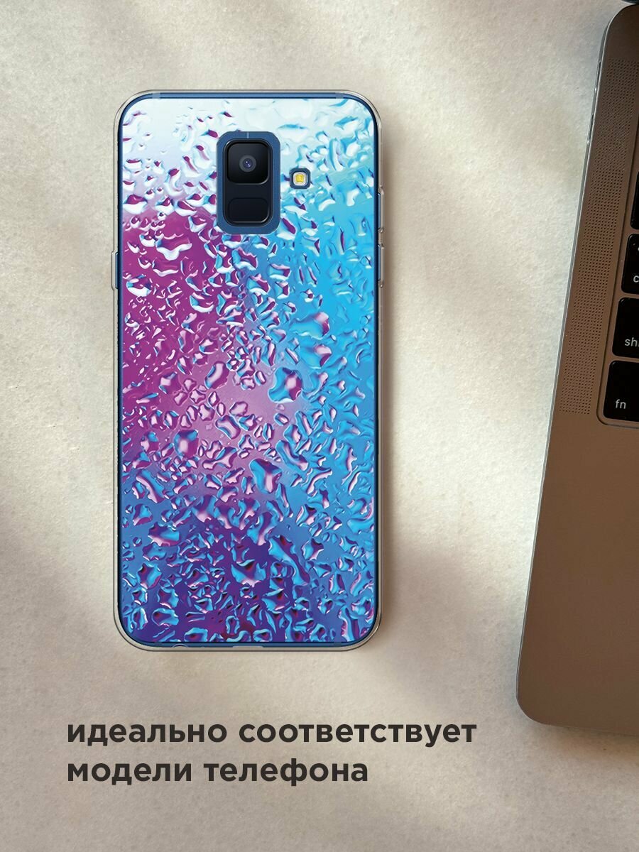 Чехол на Samsung Galaxy A6 / Самсунг Галакси А6 с принтом "Капли на стекле" — фото 1