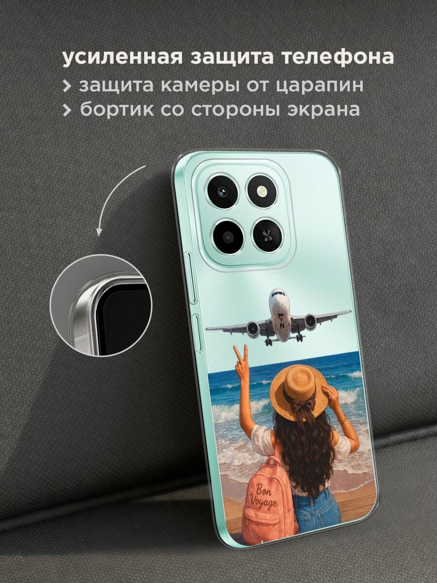 Чехол на Honor X6c / Хонор X6c с принтом "Bon Voyage", прозрачный — фото 1