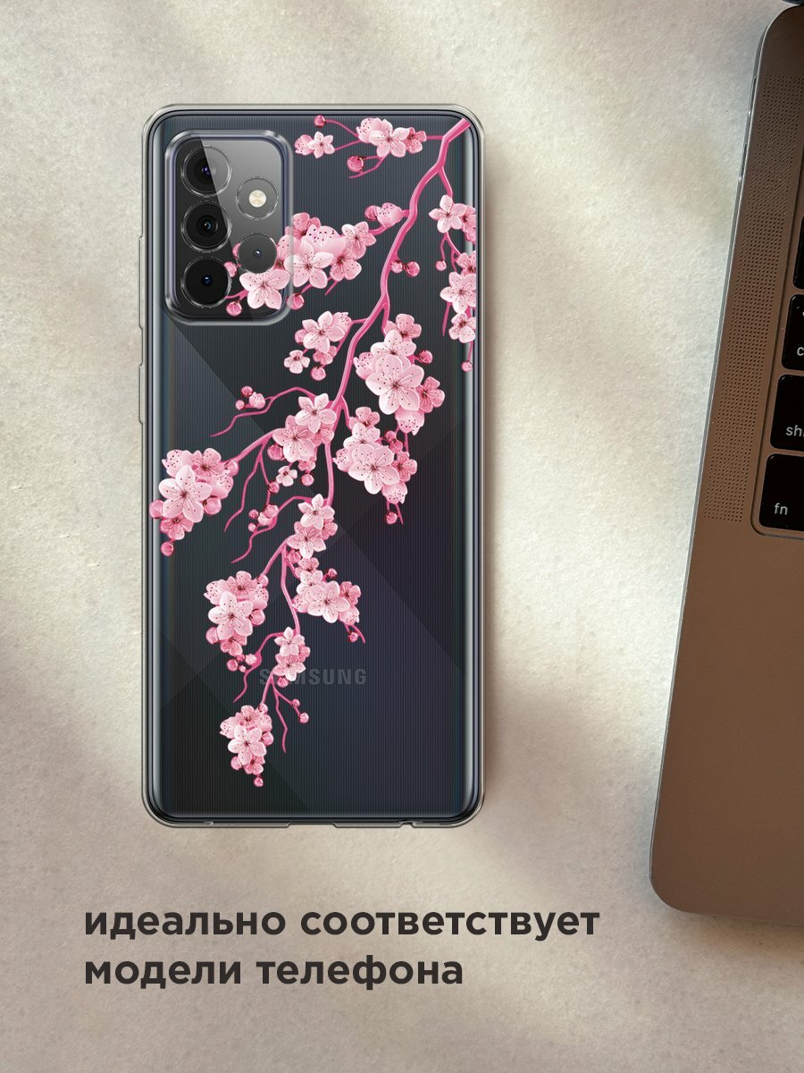 Чехол на Samsung Galaxy A72 / Самсунг Галакси А72 с принтом "Ветка сакуры 2" — фото 1