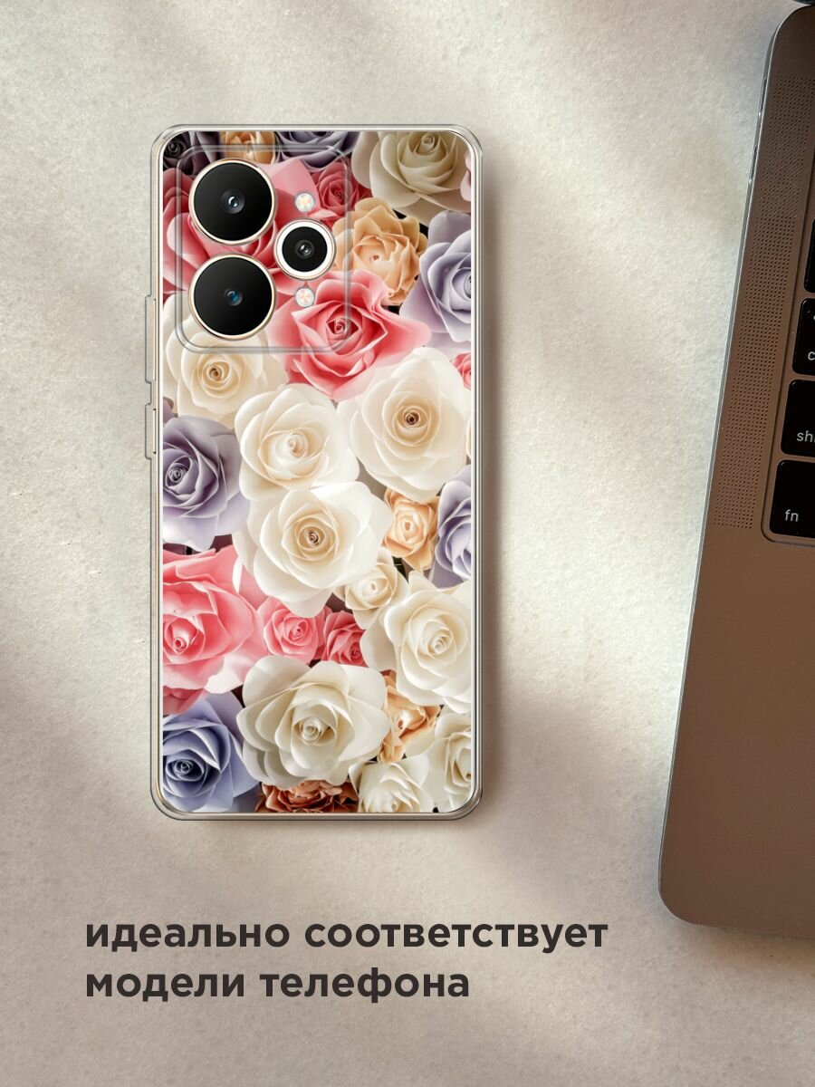 Силиконовый чехол на Realme 15 / Реалми 15 с принтом "Пастельные розы" — фото 1