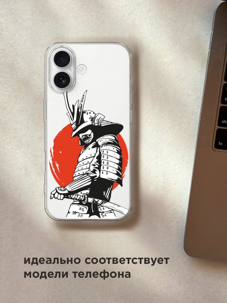 Чехол на Apple iPhone 17 / Айфон 17 с принтом "Самурай с катаной", прозрачный — фото 1