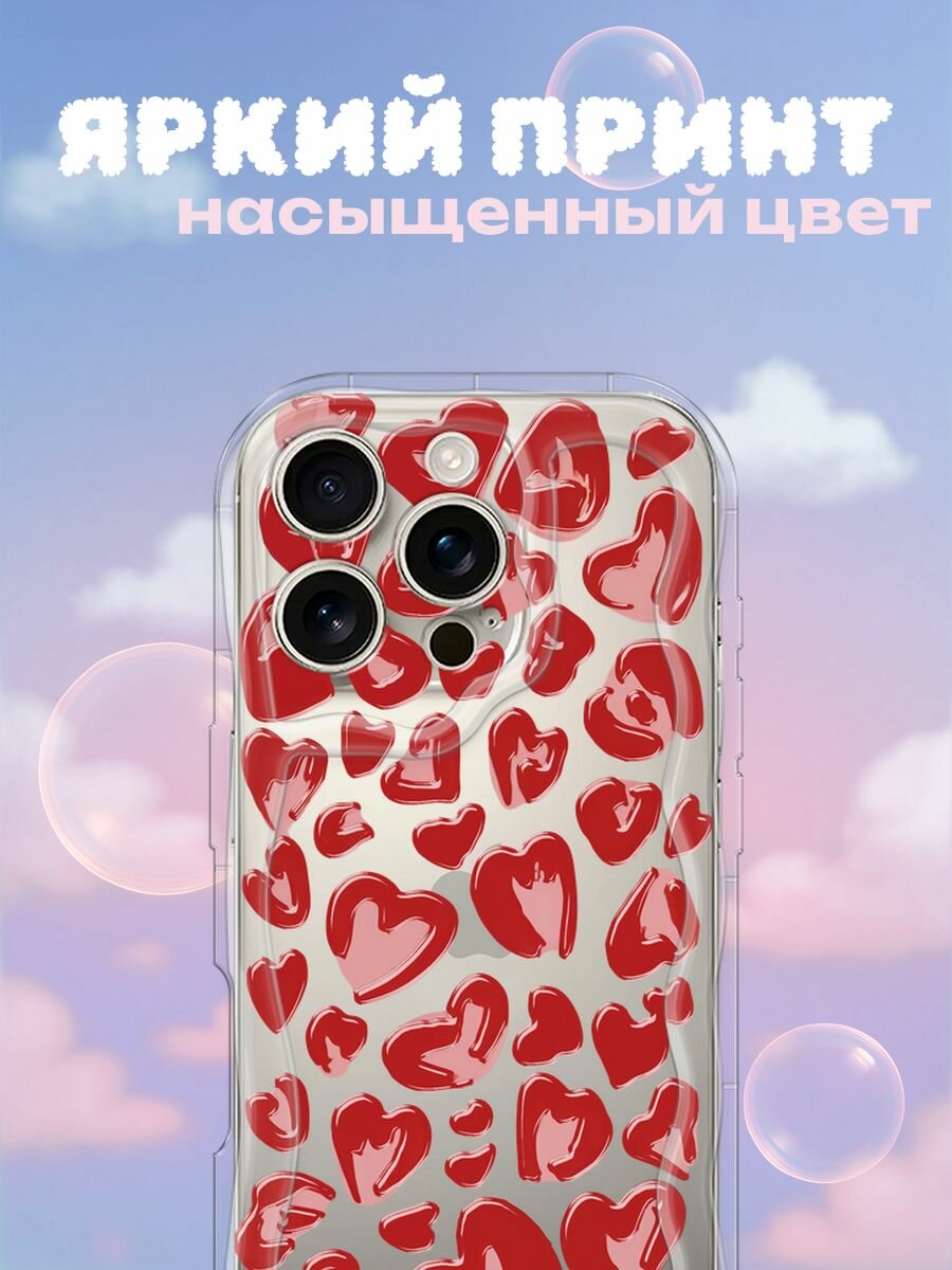 Чехол на Apple iPhone 16 Pro / Айфон 16 Про с принтом Множество красных сердец — фото 1