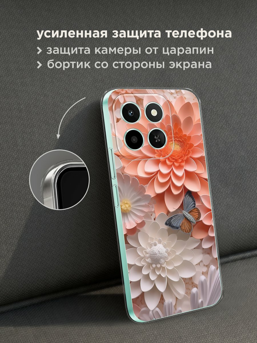 Силиконовый чехол на Honor X6c / Хонор X6c с принтом "Бумажные цветы" — фото 1