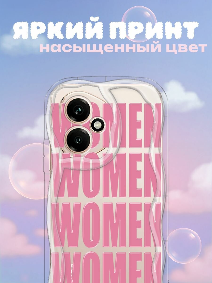 Чехол на Honor 400 / Хонор 400 с принтом WOMEN 2, прозрачный — фото 1