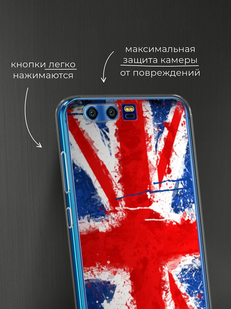 Чехол на Honor 9 / Хонор 9 с принтом "Флаг Великобритании 2" — фото 1
