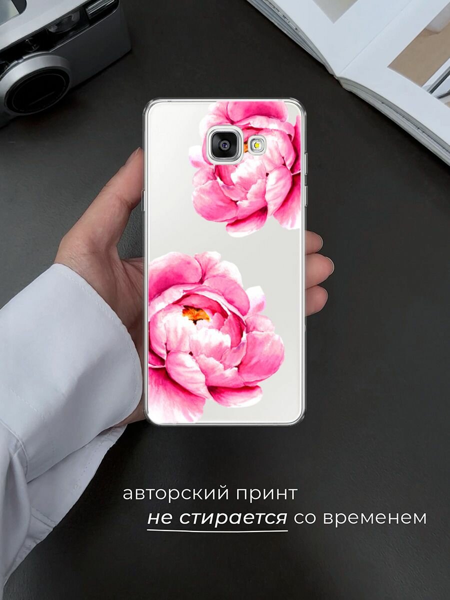 Чехол на Samsung Galaxy A5 2016 / Самсунг Галакси А5 2016 с принтом "Open peonies", прозрачный — фото 1