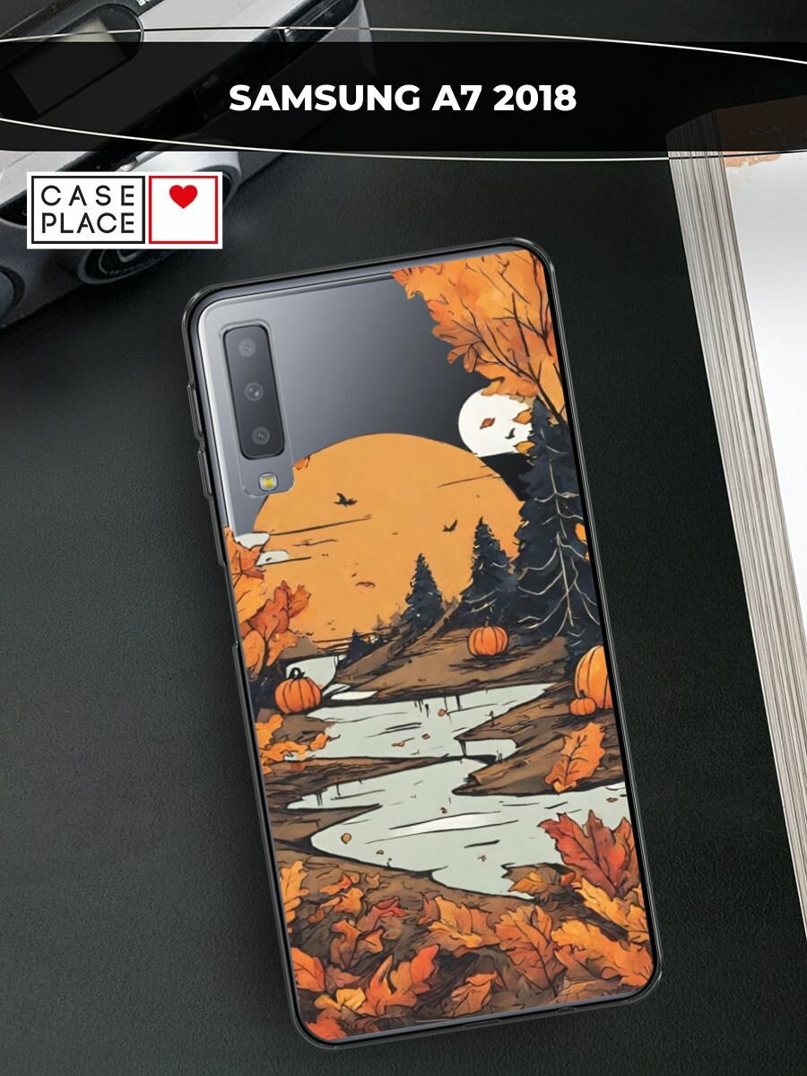 Чехол на Samsung Galaxy A7 2018 / Самсунг Галакси А7 2018 с принтом "Осенний лесной уголок", прозрачный