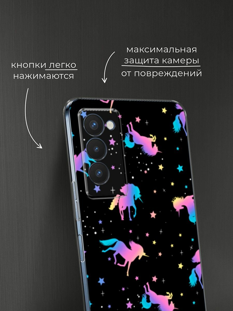 Чехол на Tecno Camon 18P / Техно Камон 18Р с принтом "Единороги градиент" — фото 1