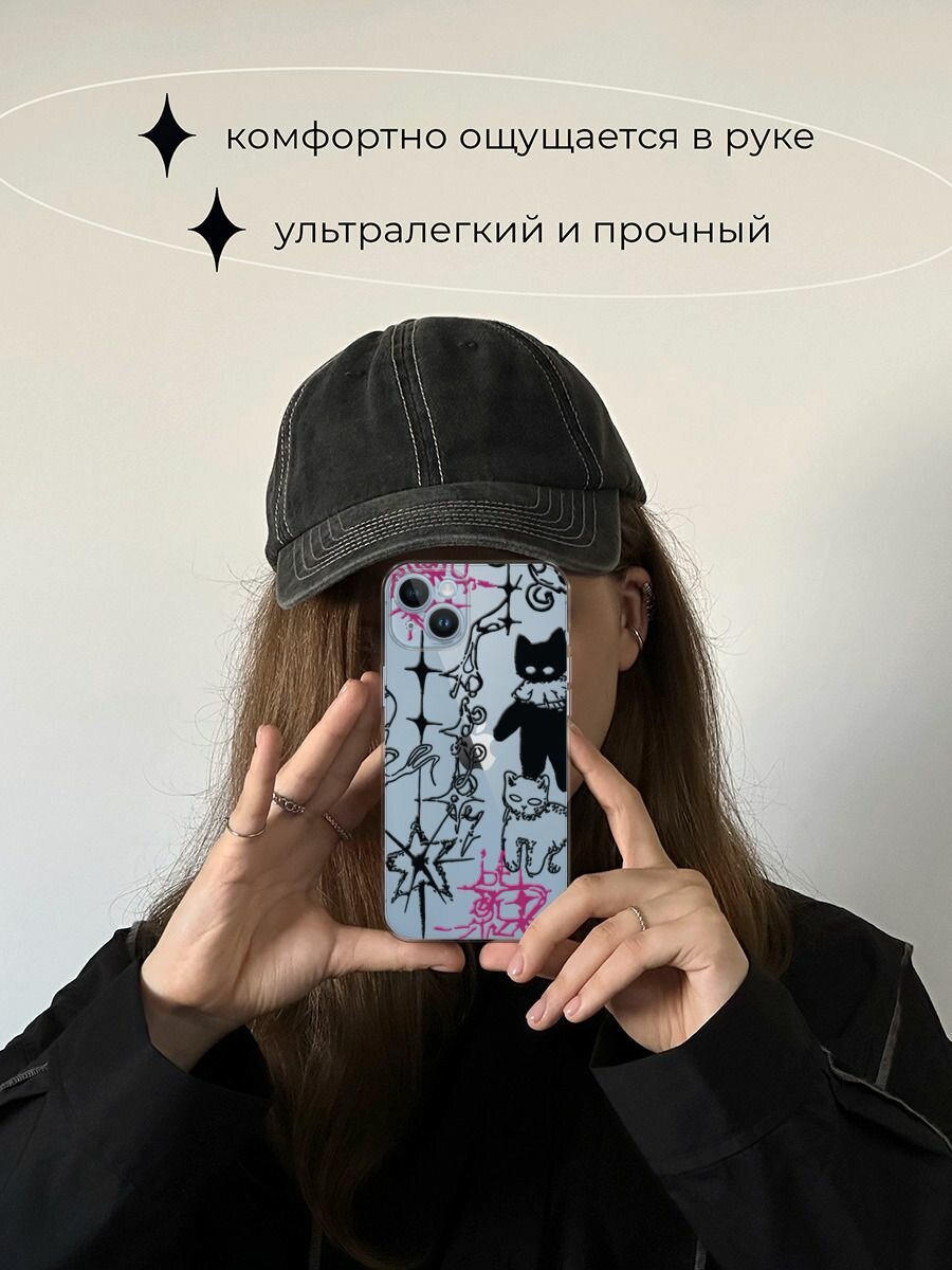 Чехол на Apple iPhone 14 / Айфон 14 с принтом "Готические котики" — фото 1
