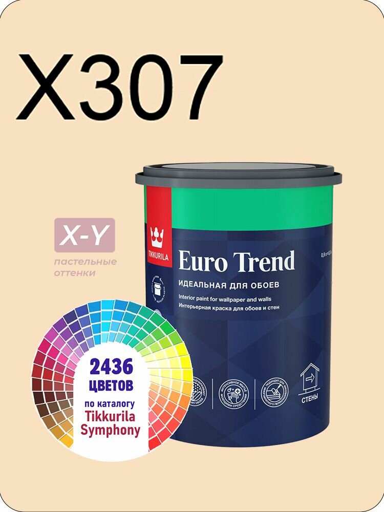Краска для обоев Tikkurila Euro Trend 0,9л. пастельные оттенки X307