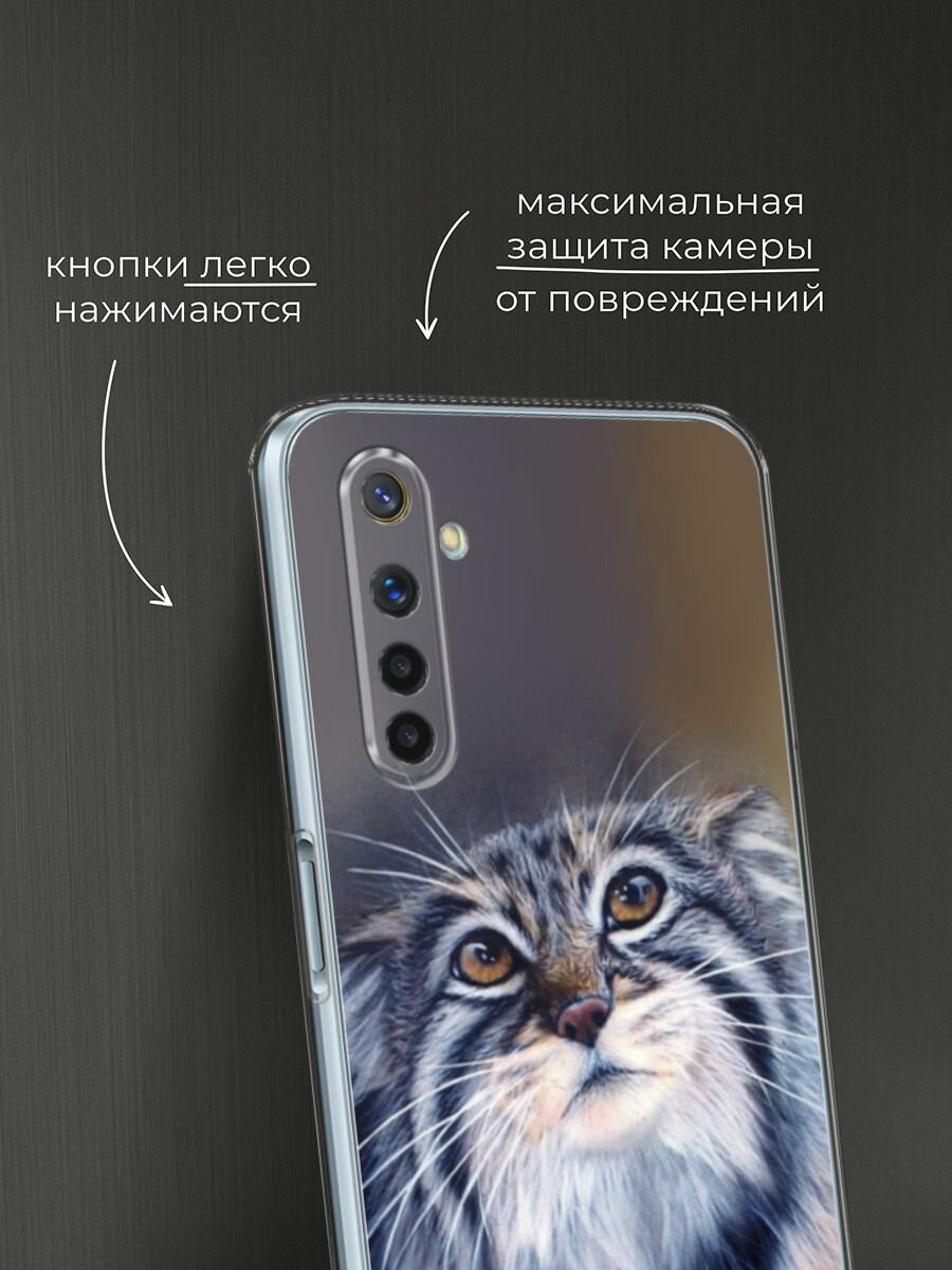 Силиконовый чехол на Realme 6 / Реалми 6 с принтом "Кот манул 2" — фото 1