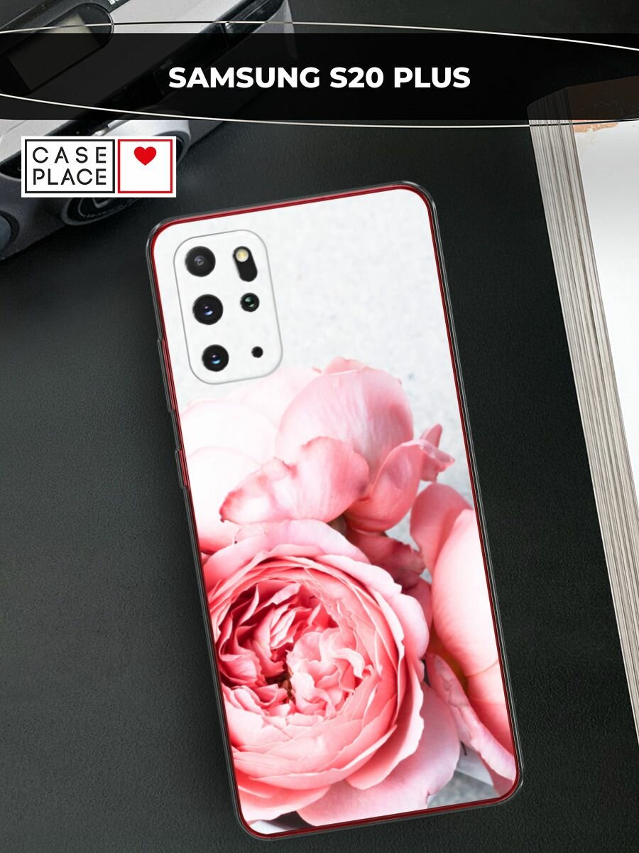 Чехол на Samsung Galaxy S20 + / Самсунг Галакси S20 Плюс с принтом "Пионы на белом"