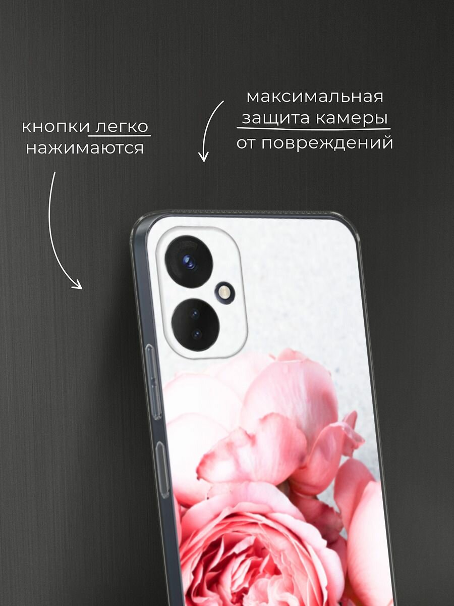 Чехол на Tecno Spark 9 Pro / Техно Спарк 9 Про с принтом "Пионы на белом" — фото 1
