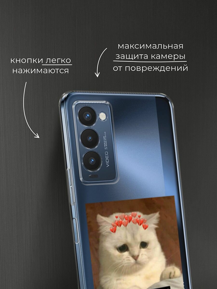 Чехол на Tecno Camon 18P / Техно Камон 18Р с принтом "Грустный котик" — фото 1