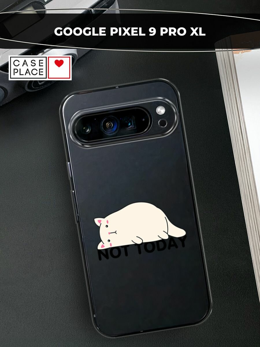 Чехол на Google Pixel 9 Pro XL / Гугл Пиксель 9 Про XL с принтом "Cat not today", прозрачный