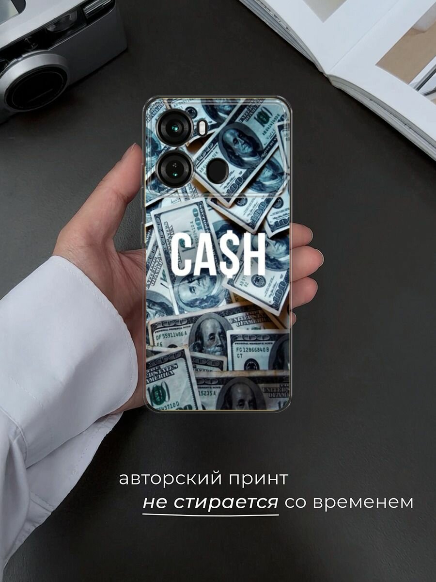 Силиконовый чехол на Itel P40 / Ител P40 с принтом "Cash" — фото 1