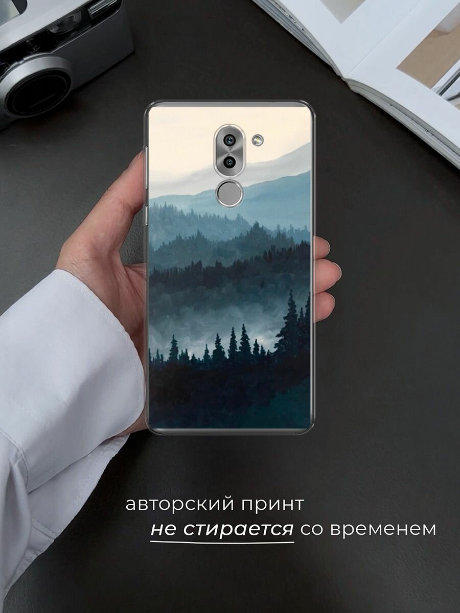 Силиконовый чехол на Honor 6X / Хонор 6Х с принтом "Туманные горы" — фото 1