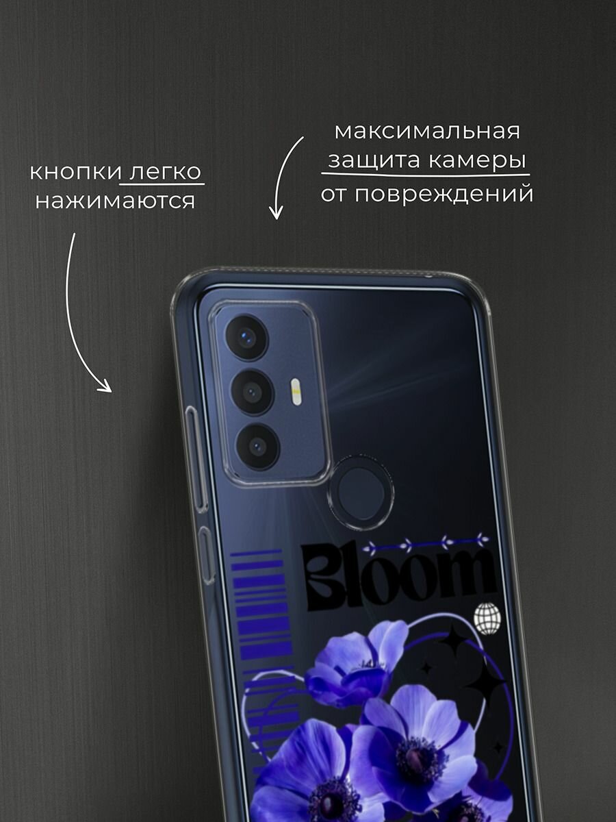 Чехол на TCL 30E/30 SE/305/306 / ТСЛ 30E с принтом "Завораживающие анемоны", прозрачный — фото 1