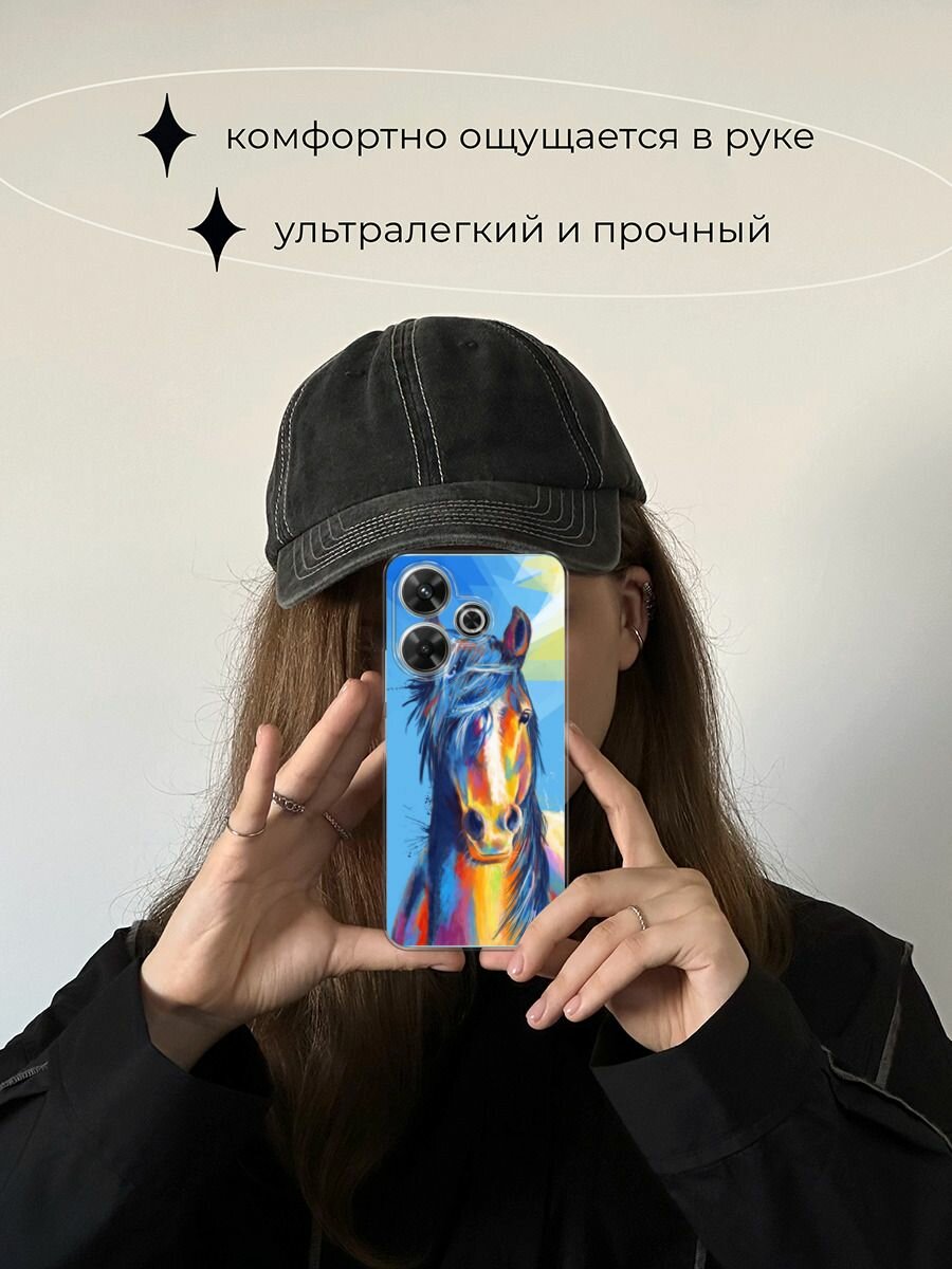 Чехол на Xiaomi Redmi Note 13R/Redmi 13/Poco M6 4G/M6 Plus с принтом "Лошадь арт 3" — фото 1