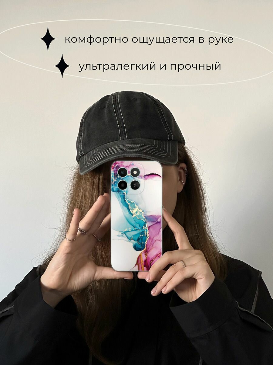 Чехол на Honor X6c / Хонор X6c с принтом "Розовые разводы рисунок" — фото 1